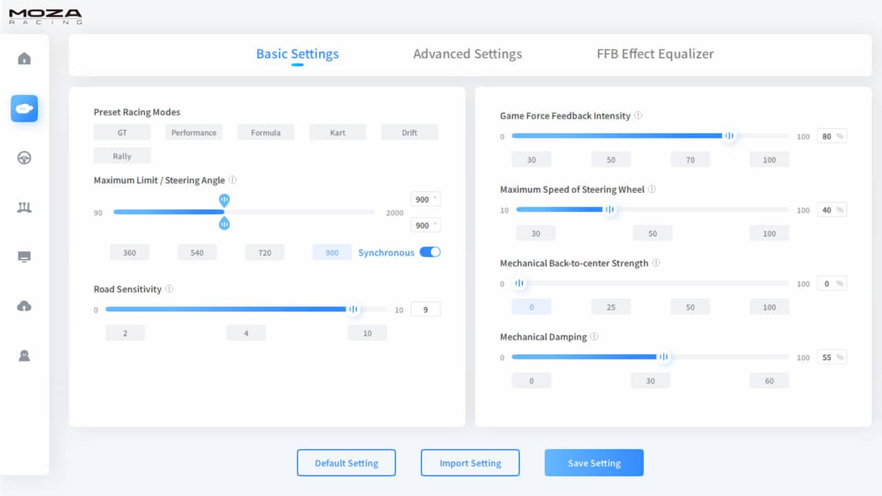 iRacing MOZA Force Feedback Settings: R5, R9, R16 & R21